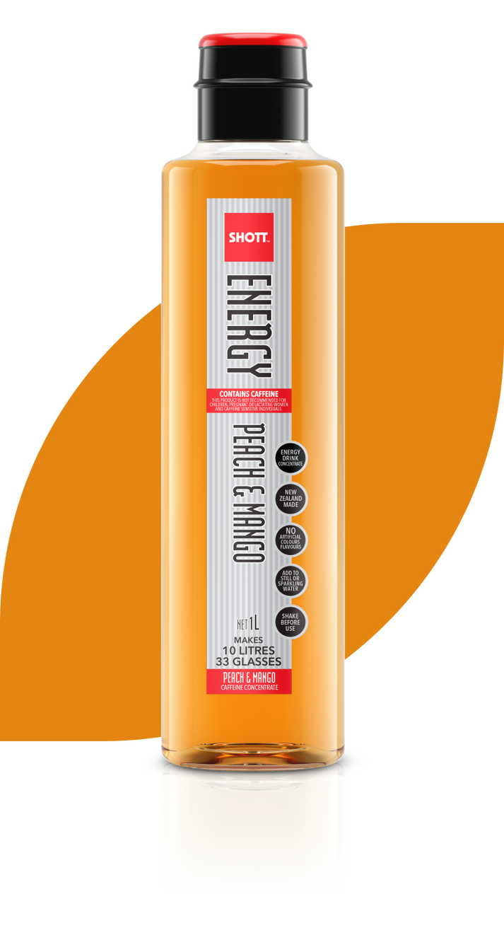 SHOTT Energy (Yerba Maté) PEACH & MANGO Syrup 1Ltr – SHOTT Beverages